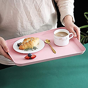 Dinner Tray, Unbreakable Lunch Tray, Decorative Food Serving Tray, Coffee Table Tray, Wheat Straw Tray Tea Platter for Couch, Party, Dining, Picnic, Snack, Appetizer (Pink)