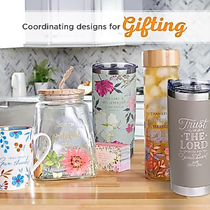 Christian Art Gifts Stainless Steel Double-Wall Vacuum Insulated Travel Mug 18 oz Gray Tumbler with Retractable Lid for Women and Men Bible Verse - Trust in the Lord - Proverbs 3:5