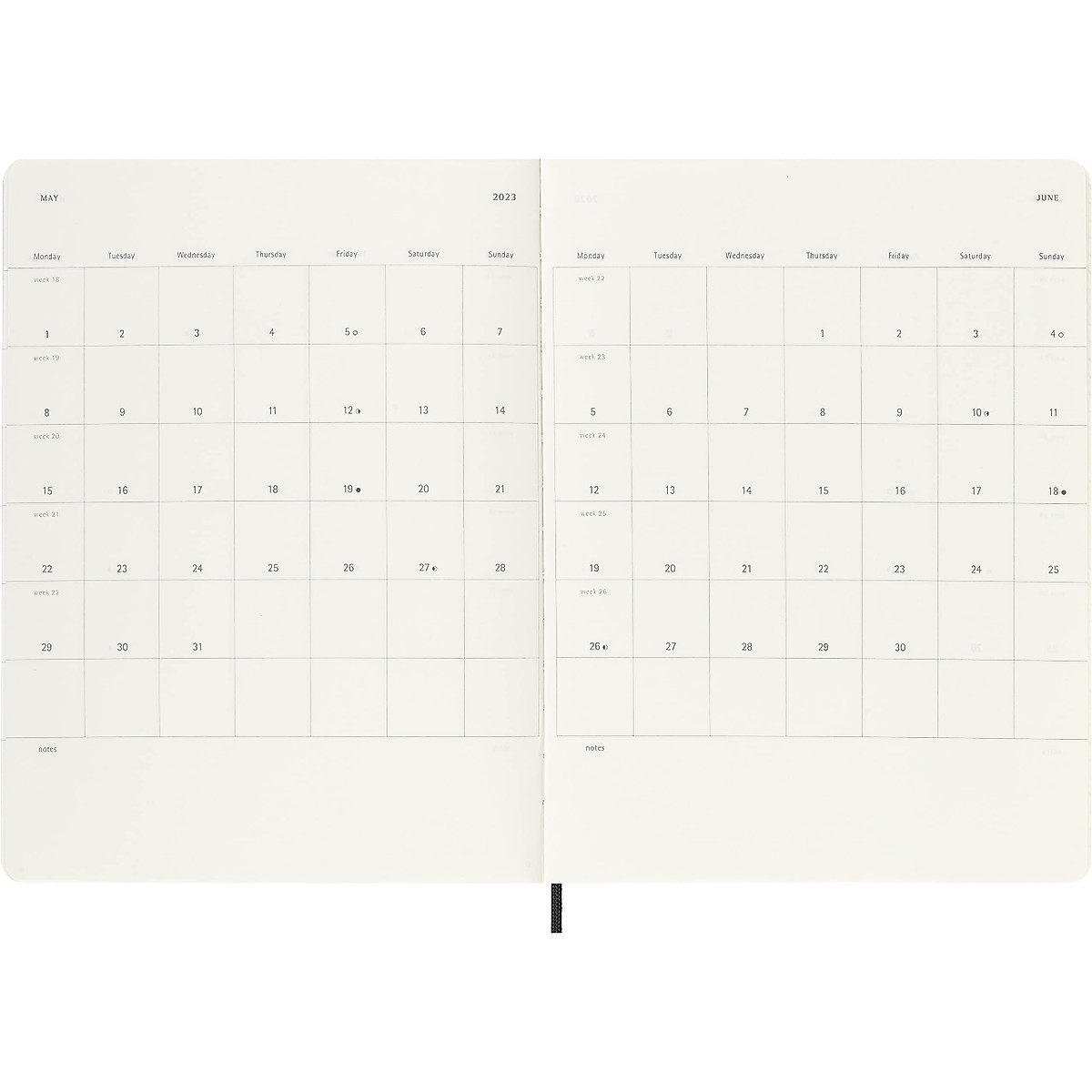 Moleskine Classic 18 Month 2022-2023 Weekly Planner, Soft Cover, XL (7.5" x 9.75"), Black