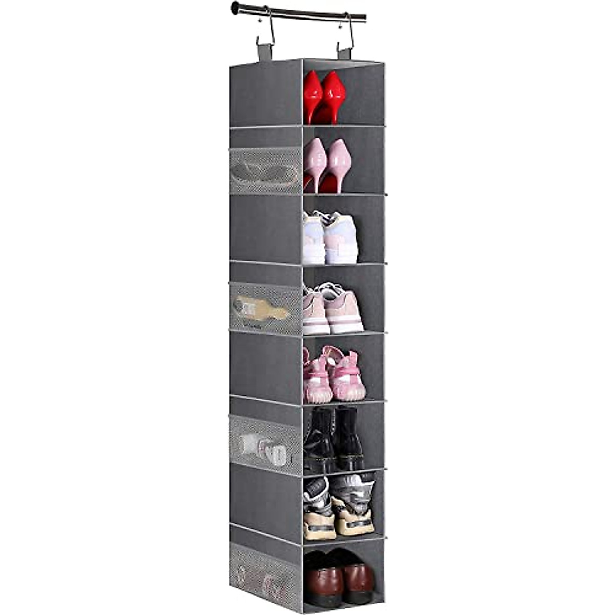 MISSLO 8-Shelf Hanging Shoe Organizer and 10-Shelf Hanging Storage Shelves for Clothes Closet Organizers