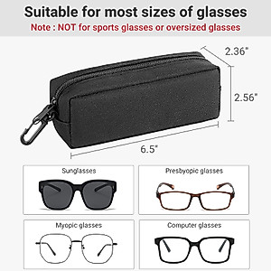 Mkono Double Glasses Case Soft Eyeglass Case Sunglasses Travel Case Organizer Portable Reading Glass Pouch Bag with Clip Zipper and Cleaning Cloth for Women Men