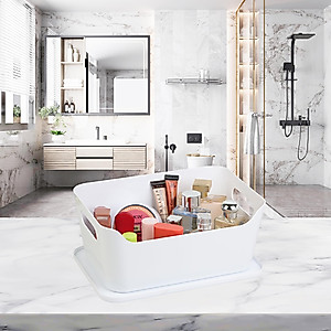 Tiawudi 12 Pack Storage Bins, Plastic Storage Containers with Lids, Stackable Closet Organizer, Multi-Use Organizer Bins for Shelves, Cabinet, Drawer or Countertop