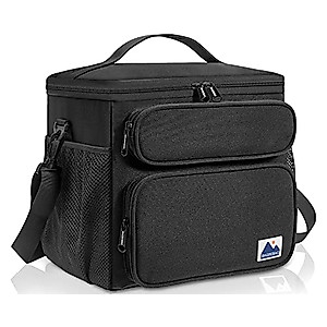 BAGBEBAG Lunch Bag for Men Women, Insulated Lunch Bag Women Man, Adult Lunch Box for Men Women, Large Lunch Bag for Office Work Picnic, Leak-proof Cooler Bag, 24-Can,14L (Black)