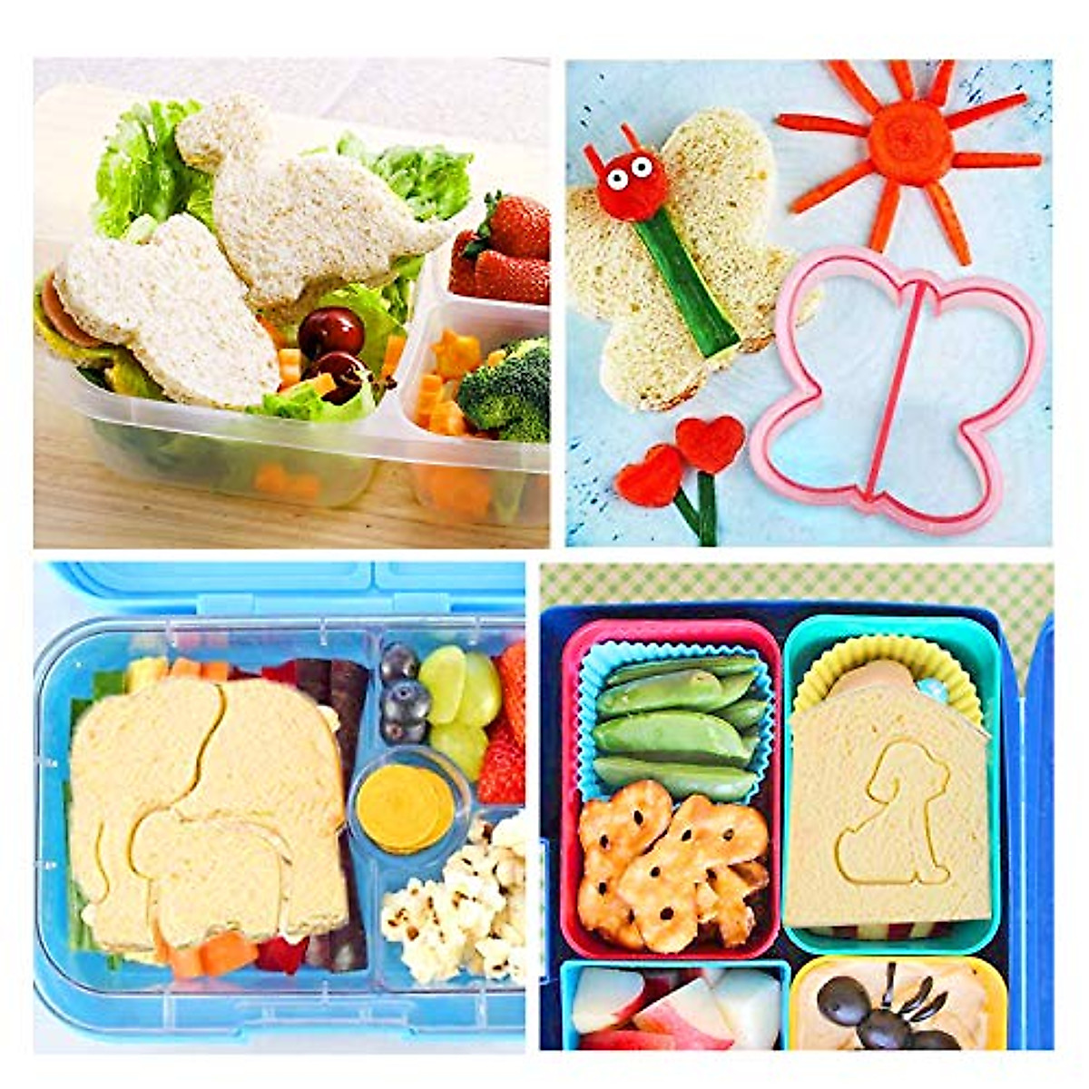 26Pcs Sandwich Cutters set for Kids, Vegetable Cookie Cutters with Comfort Grip, Stainless Steel Fruit Shape Cutters, Cartoon Animal Bento Food Cutter Stamps, Bread Cutters with 10 Cartoon Toothpicks