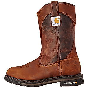 Carhartt mens 11" Wellington Square Safety Toe Leather Work Cmp1218 industrial and construction boots, Brown/Dark Brown Leather, 13 Wide US