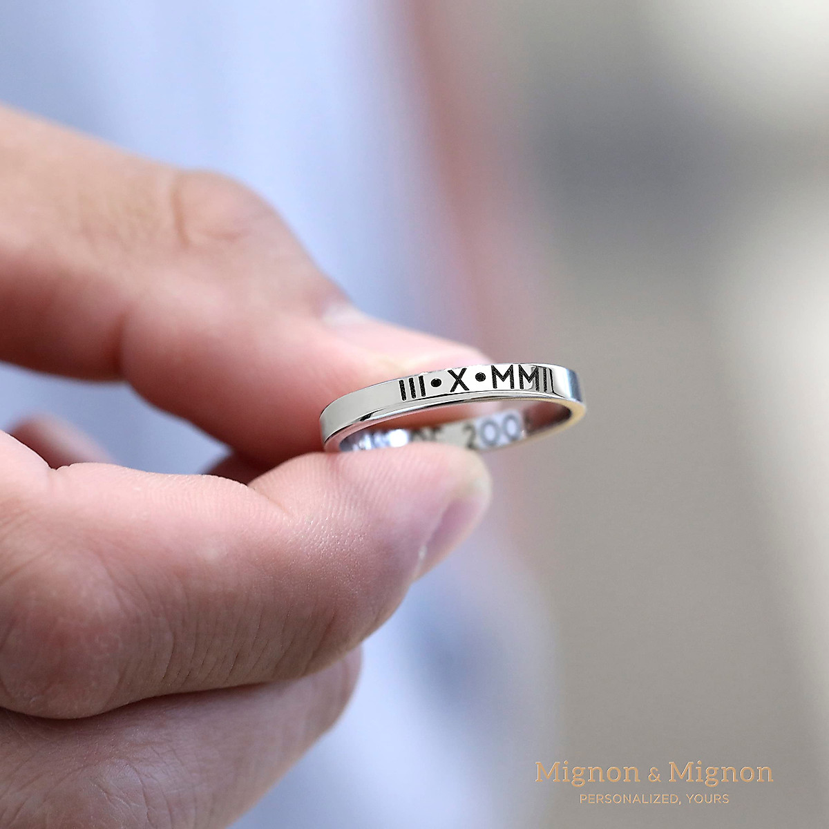MignonandMignon Personalized Stacking Inspirational Name Ring Initial Gift for Her Stackable Mothers Day - R4