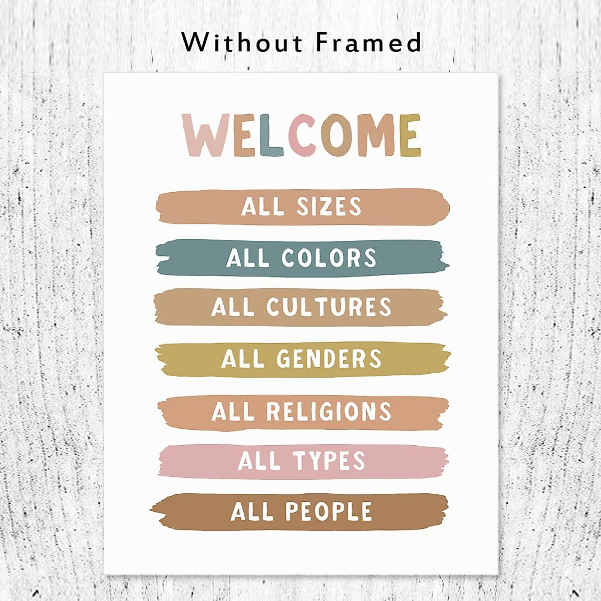 All Are Welcome Here, Classroom Art Print, Kids Diversity Prints, Affirmations Art, Classroom Decor, Nursery Decor, Playroom Decor, Children's Wall Art, Unframed (8X10 INCH)