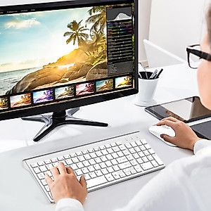 cimetech Wireless Keyboard and Mouse Combo, Compact Full Size Wireless Keyboard and Mouse Set 2.4G Ultra-Thin Sleek Design for Windows, Computer, Desktop, PC, Notebook, Laptop - Silver