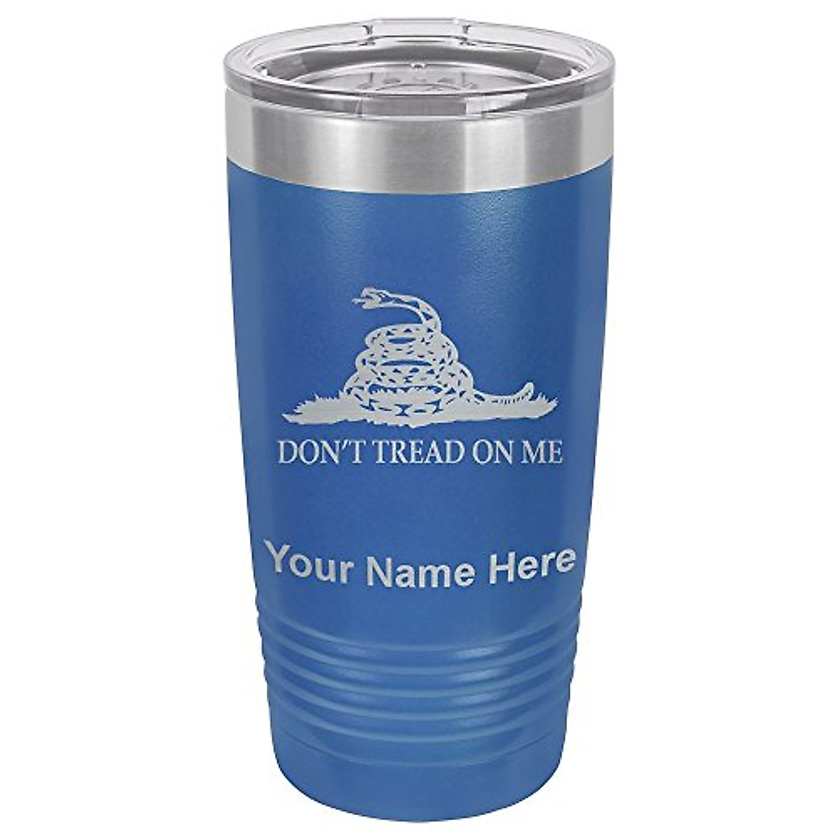 LaserGram 20oz Vacuum Insulated Tumbler Mug, Gadsden Flag, Personalized Engraving Included (Dark Blue)