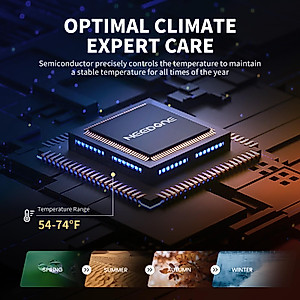 NEEDONE Humidor 23L with Cooling and Heating Temperature Control System, Electric Cooler for 150 Counts with Digital Hygrometer, Made with Spanish Cedar Wood, Gift for Men, 3 Layers