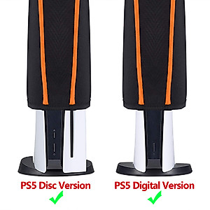 PlayVital Dust Cover Dust Plug Set for ps5 Digital Edition & Disc Edition - Orange Trim