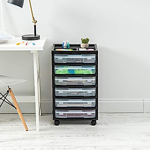 IRIS USA 6-Tier Scrapbook Rolling Storage Cart with Organizer Top White Frame with 6 Clear Scrapbooking Drawer Cases, 1-Pack & IRIS USA 150816 IRIS 6-Drawer Scrapbook Cart with Organizer Top, Black