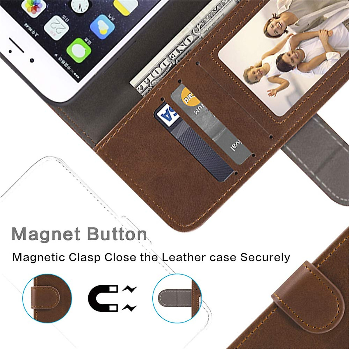 Shantime Oppo Reno 6 Pro 5G Case, Leather Wallet Case with Cash & Card Slots Soft TPU Back Cover Magnet Flip Case for Oppo Reno 6 Pro 5G Brown