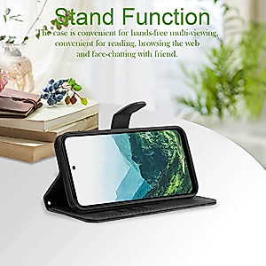 JHWVVTF for Moto G 5G 2022 Wallet Case, Card Holder Leather Kick-Stand, Wrist Strap, Magnetic Closure, Shockproof Protective Pattern Flip Cover (Black)