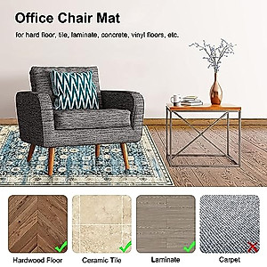Anidaroel Home Office Chair Mat for Hardwood Floor, 48"x60" Office Chair Rug Protector for Rolling Chair, Computer Gaming Chair Mat, Low Pile Carpet Floor Chair Mat