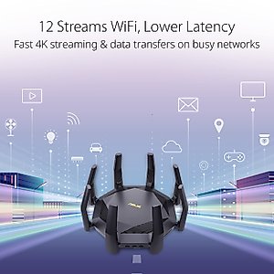 ASUS RT-AX89X (AX6000) Dual Band 12-stream WiFi 6 Extendable Router, Dual 10G Ports, Gaming Port, Mobile Game Mode, Subscription-free Network Security, Instant Guard, VPN, AiMesh Compatible