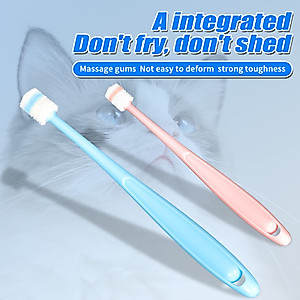 4 pcs Small dog & Cat Toothbrush 360 Degree Soft Silicone, Cat Dental Care, Pet Toothbrush, Oral Hygiene, Easy to Handle, Deep Clean, Independent Packaging, light sky blue & light pink (4 pack)