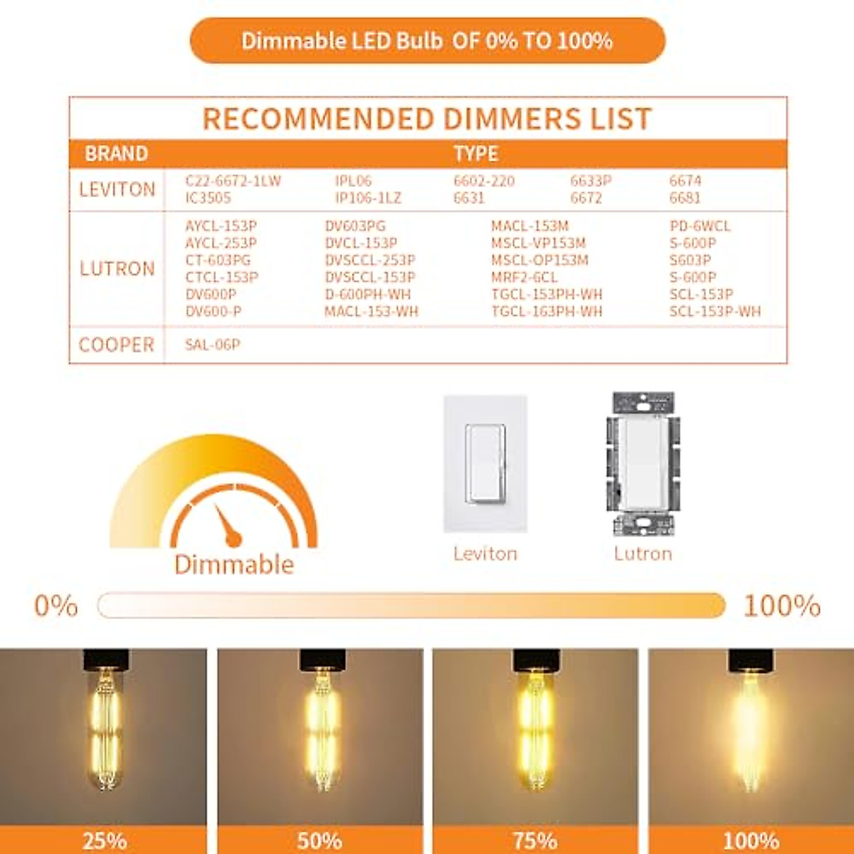T10 LED Bulbs Warm White 3000K Clear Glass Tubular Edison Bulb dimmable E26 6W Equal 60 watt Light Bulb Warm White Light Bulbs 600LM Tubular for Rustic Pendant,Chandeliers,Wall sconces,Vanity . (8)