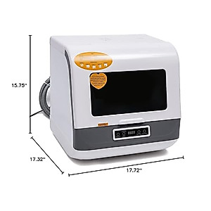 Guaopom Countertop Dishwasher, Automatic Dishwasher, Mini Dishwasher With 3 Washing Programs And Air-Dry Functio 75°C Hot Air Drying Portable Automatic Dishwasher for Apartment, Dorm Room