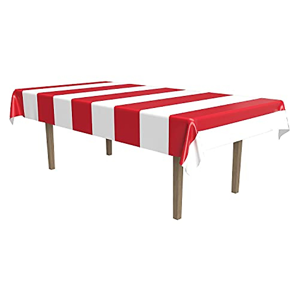 Red & White Stripes Tablecover Party Accessory (1 count) (1/Pkg)
