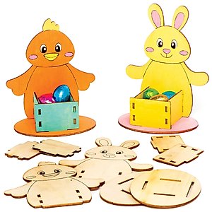 Baker Ross AT506 Easter Egg Cup Kits - Pack of 4, Creative Art and Craft Supplies for Kids to Make and Decorate