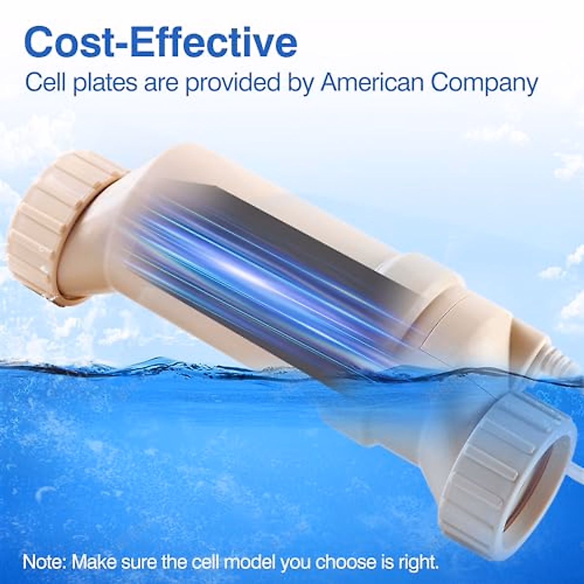 BLUE WORKS Salt Cell - Model Number BLW1T15H, Compatible with Hayward Salt Cell Model Number T-CELL-15, Up to 40,000 Gallon Pool, Cell Plates Provided by American Company, 1 Year USA Warranty