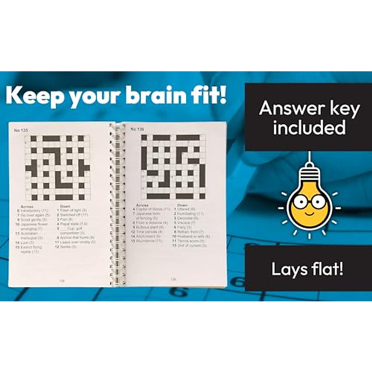 Large Print Crossword Puzzles: Over 200 Puzzles to Complete with Solutions - Include Spiral Bound / Lay Flat Design and Large to Extra-Large Font Including for Adults