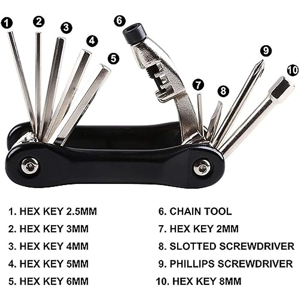 YBEKI Bike Tyre Repair Tool Kit - Bicycle Tool kit with 210 Psi Mini Pump 10-in-1 Multi-Tool with Chain Breaker, Tyre Levers &Tire Patch, Bone Wrench, 1 Portable Bag. 6 Month Warranty