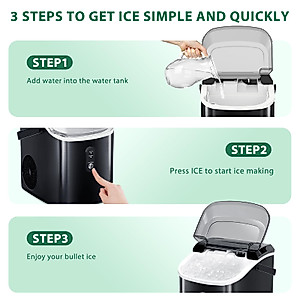 Xbeauty Nugget Ice Maker Countertop Up to 35lbs of Ice a Day with Self-Cleaning,Stainless Steel,Removable Ice Basket&Scoop