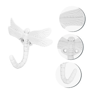 Cabilock 1 Set Dragonfly Hook Jacket Hooks Wall Mount Hooks Things Dragonfly Wall Art Key Hooks Home Storage Hooks Towel Rack Robe Hook Hanger Cute Wrought Iron White