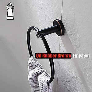 JQK Towel Ring Oil Rubbed Bronze, Stainless Steel Hand Towel Holder for Bathroom, ORB Wall Mount, TR130-ORB