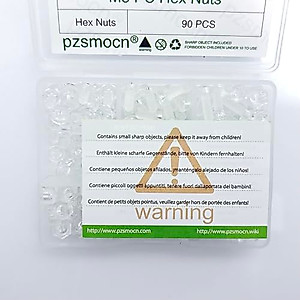 Pzsmocn 180 Pieces M3*4/6/8mm PC Transparent Plastic Cross-recessed Round Head Screws and Hexagonal Nuts Kit, Corrosion-Resistant, for DIY, Model and Electronic Product Fixation.