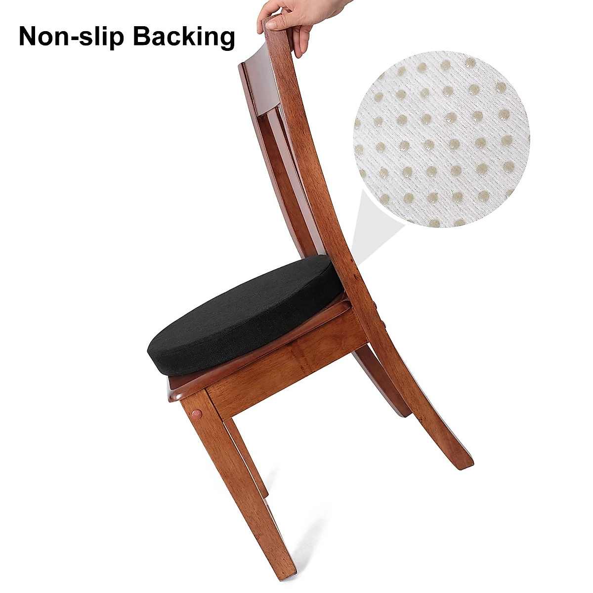 Tromlycs Round Chair Seat Cushion Pad 16 inch for Circle Stool Chairs Non Slip Decorative Foam Cushion Pillow, 1 Piece, 16 x 16 inches, Black