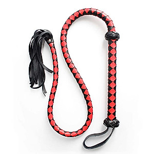 N/A Horse Riding Crops, Hand-Woven Woven Horse Whip, Equestrian Leather, Pimp, Whip, Horse Racing Equipment (Color : Red)
