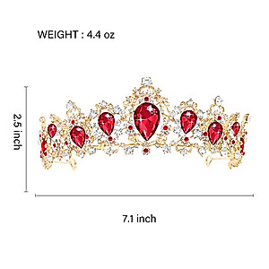 Baroque Vintage Rhinestone Crystal Crown - Tiaras and Crown for Women - Princess Rhinestone Crown for Christmas/Wedding/Prom/Pageant/Costume Birthday Party/Photography (Red ruby crown)