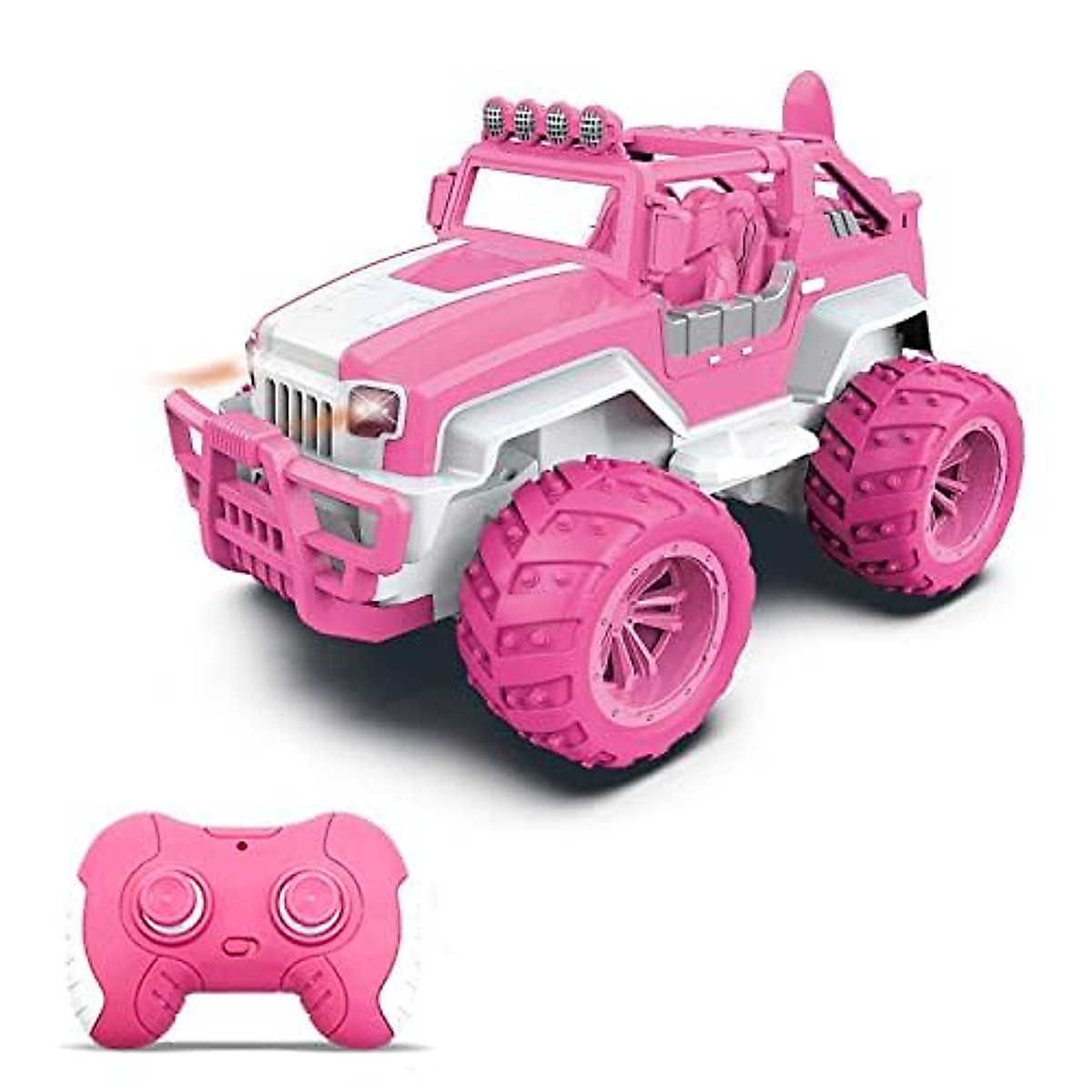 Goolsky Remote Control Car for Girls, 1:12 Pink RC Rock Crawler 2.4GHz 4WD RC Convertible Off-Road Vehicle All Terrains with Shovel Dual LED Lights Hobby RC Trucks Rechargeable Electric Toy for Kids
