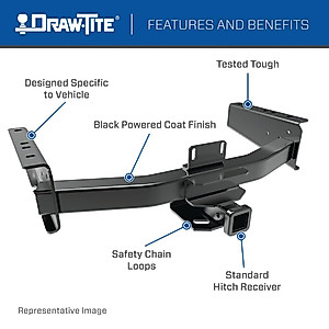Draw-Tite 41938 Class 5 Ultra Frame Trailer Hitch, 2 Inch Receiver, Black, Compatible with 2007-2022 Chevrolet Silverado 3500 HD