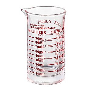 Shot Glass Measuring Cup 3 Ounce/90ML Liquid Heavy High Espresso Glass Cup Red Line