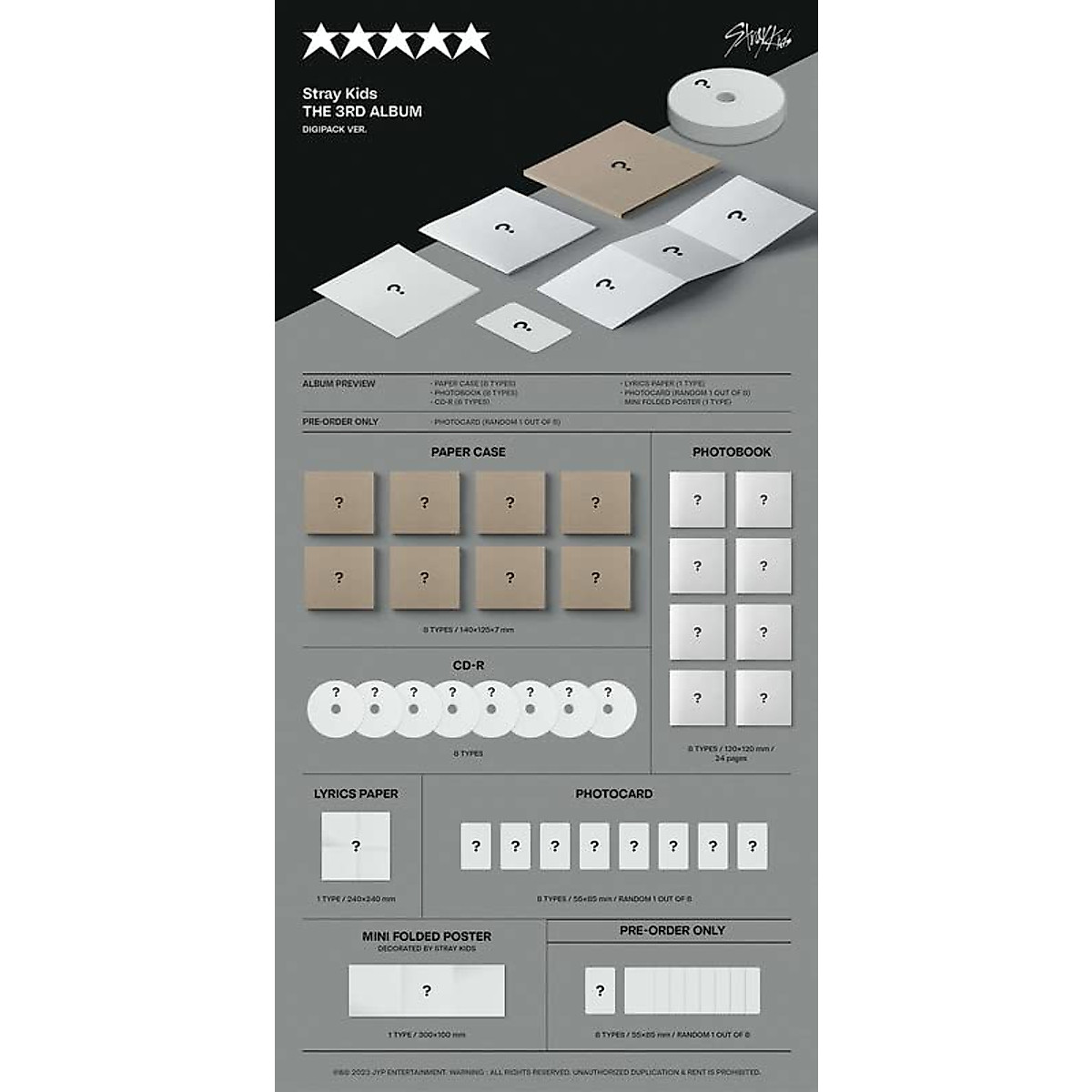 (5-STAR) Stray Kids Album [Digipack ver. (8 Members Full Set)]+Pre Order Benefits+BolsVos K-POP Inspired Digital Planner, Digital Sticker Pack (THE 3RD ALBUM)