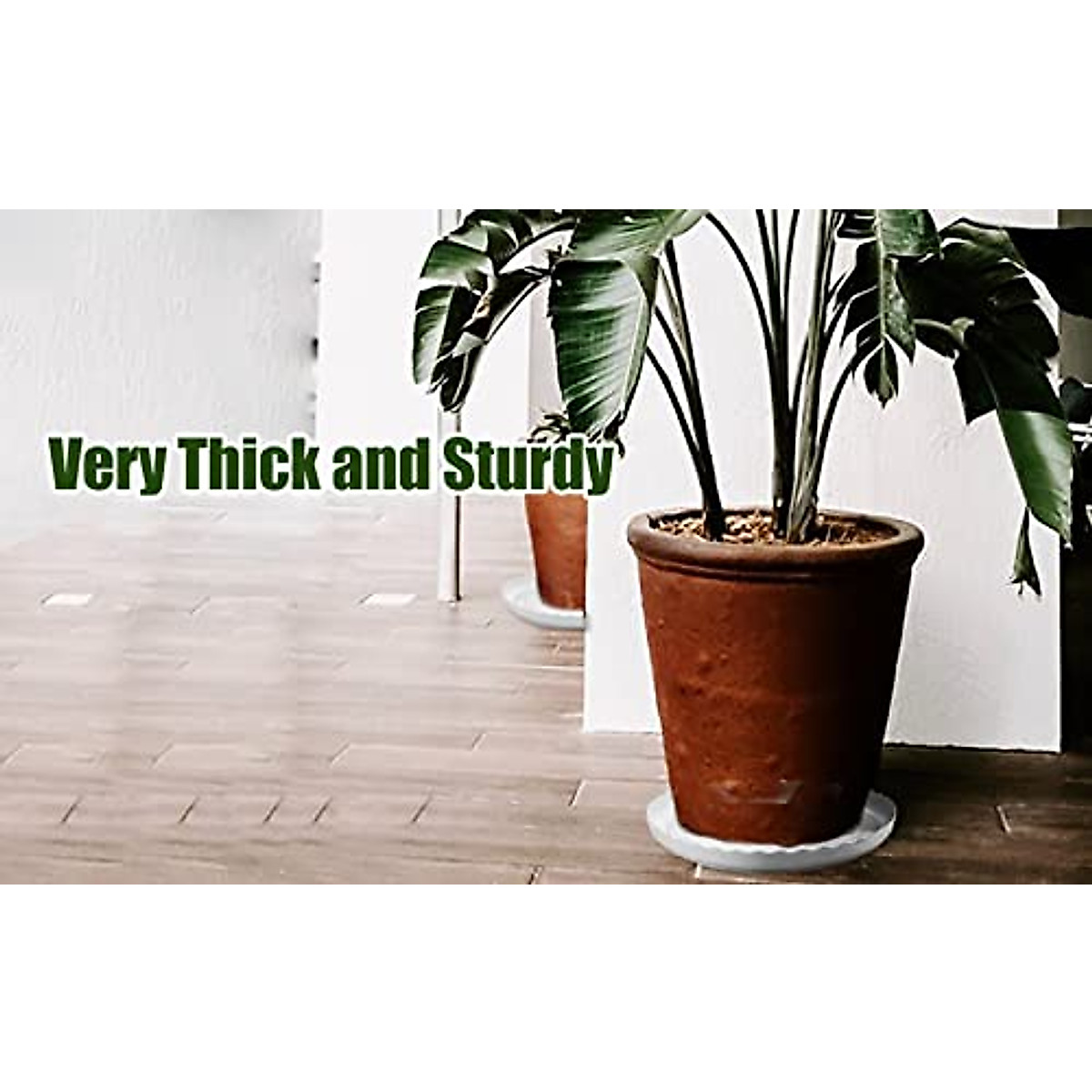 GRESPRI 17 inches White Wave Plant Saucers, 5 Packs Heavy Duty Plastic Plant Trays, Extra Large Tray for Indoor and Outdoor Planter and Bonsai (16 Inches in Base).