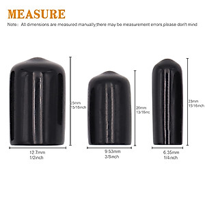 30pcs Black Pipe Post Bolt Screw Rubber Thread Protector Cover Vinyl Tube End Caps,Assorted 1/4-inch to 1/2-inch-3 Sizes