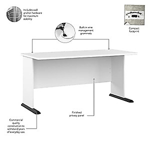 Bush Business Furniture Studio A Gaming Desk, 60W, White