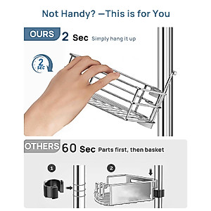 SEIRIONE Corner Shower Caddy Tension Pole, Adjustable Shower Organizer Corner with 4 Shelves, No Drilling Shower Shelf for Inside Shower, Shower Rack for Shower Storage,39.2 to 113 Inch Height, Silver