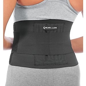 MUELLER Sports Medicine Adjustable Back Brace for Men and Women, Relief for Upper and Lower Back Pain, Sciatica, and Scoliosis, Black, One Size Fits Most