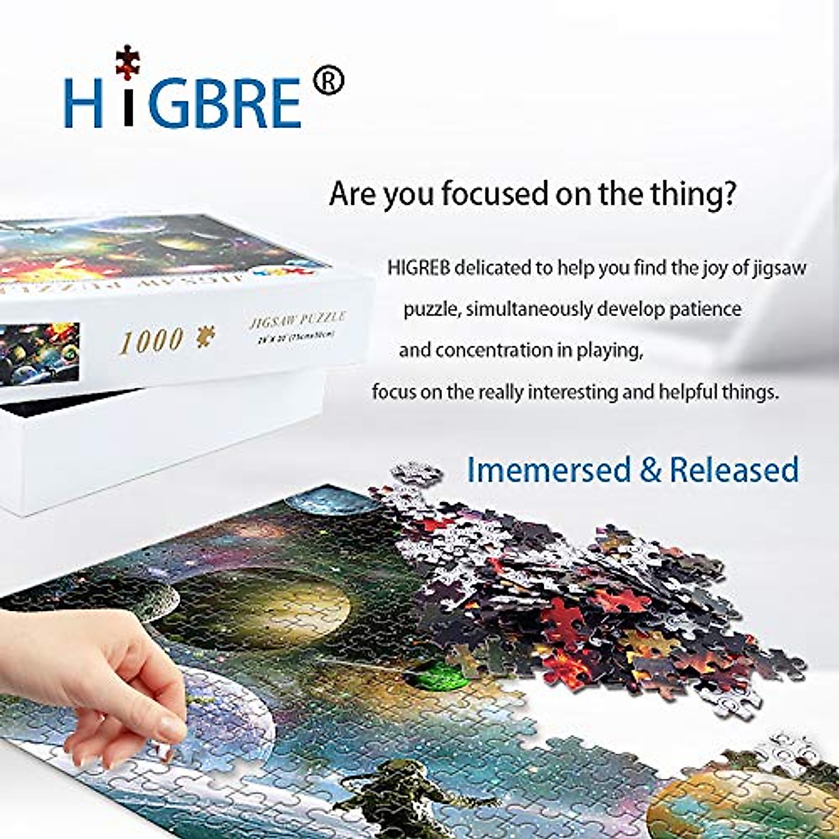 Jigsaw Puzzles 1000 Pieces for Teens and Adults - Challenging Puzzle Game Astronaut Travelling Around Galaxy Space 29x20 Inch