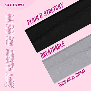 3 PCS Non Slip Headbands, Soft Cloth Sports Headband, Elastic Hairband, Headbands for Women Non Slip, Headbands for Women for Daily Workout Yoga Running and Sports