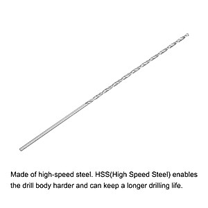 uxcell HSS(High Speed Steel) Extra Long Twist Drill Bits, 2.5mm Drill Diameter 160mm Length for Hardened Metal Woodwork Plastic Aluminum Alloy 2 Pcs