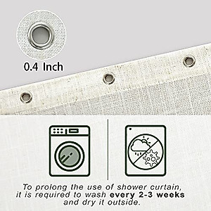 KOUFALL Linen Shower Curtain,Boho Farmhouse Shower Curtains for Bathroom,Bath Decor Natural Cloth Cotton Look Polyester Waterproof Fabric Shower Curtain Liner with Hooks Sets,Cream Ivory,72 x 72 Inch