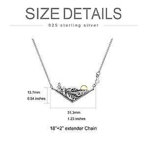 PELOVNY Mothers Day Gifts 3D Mountain Range Necklace for Women Sterling Silver Wandering River Mountain Valley Sunset Pendant Necklace Nature Jewelry Gift for Nature Lovers and Climbers