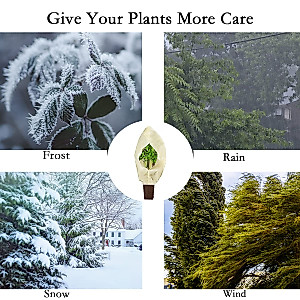 gardtree Winter Plant Frost Protection Covers 31" x 47" 2 Packs, Thicker 2.4oz/yd² Garden Cold Weather Tree Covers Freeze Protection Wrap with Zipper Drawstring for Shrub Fruit Tree, Potted Plants